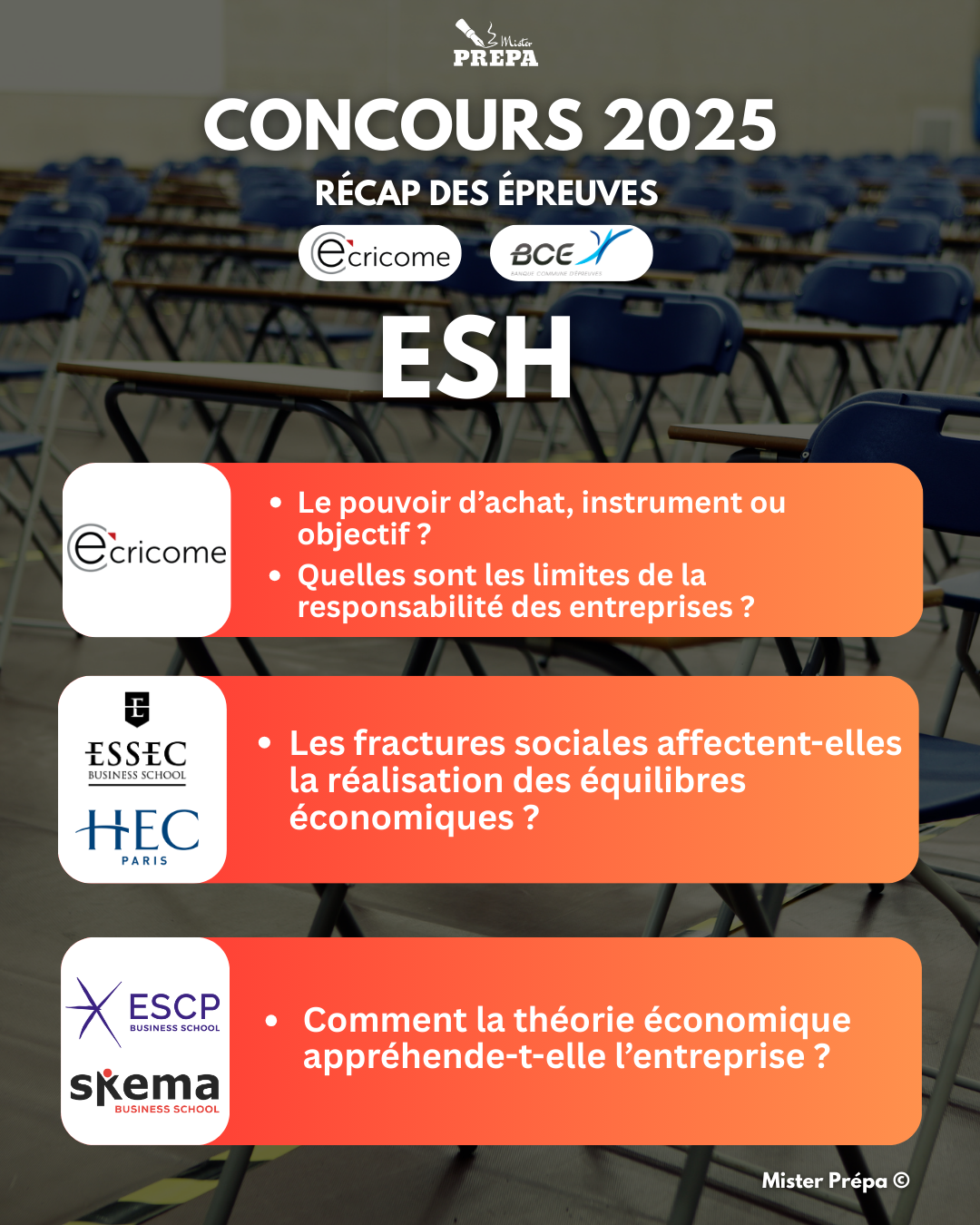 CONCOURS 2025 : Tous les sujets tombés à la BCE et ECRICOME - PGE